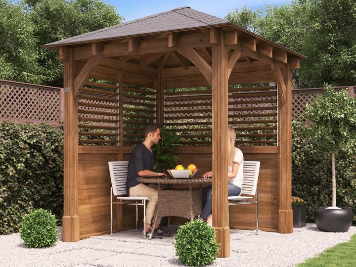 8x8 Leviathan Louvre Walled Wooden Gazebo