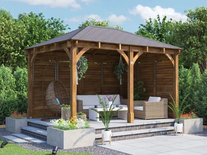 14x10 Leviathan Louvre Walled Gazebo