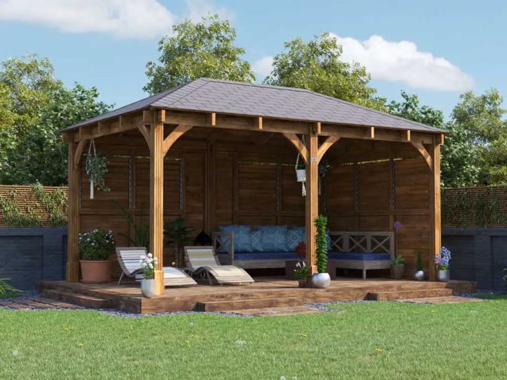 17x10 Leviathan Louvre Walled Gazebo
